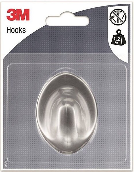 Crochet ovale gris grand modèle x1 3M | Bricorama