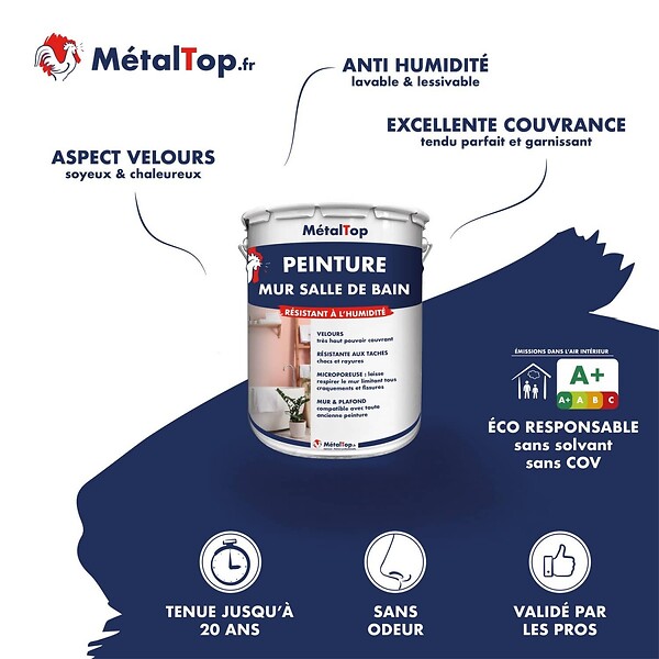 Peinture Mur Salle De Bain - Brun pâle - RAL 8025 - Pot 15L METALTOP ...