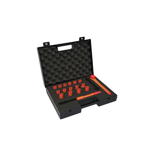 Coffret de douilles et accessoires 3/8'' isolés 1000V KS TOOLS - 8 à 23 ...
