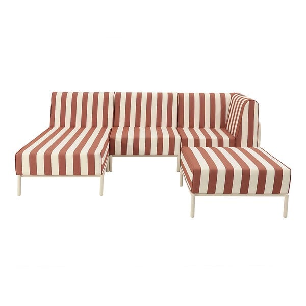 Salon de jardin bas modulable rayé 4 places terracotta - Patio OVIALA ...